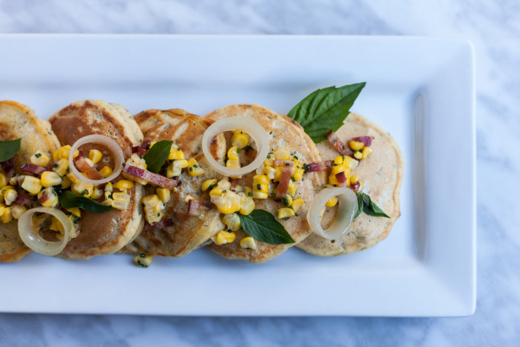 Gourmondo Recipe: Roasted Corn Pancakes with Shallot Confit – Gourmondo ...